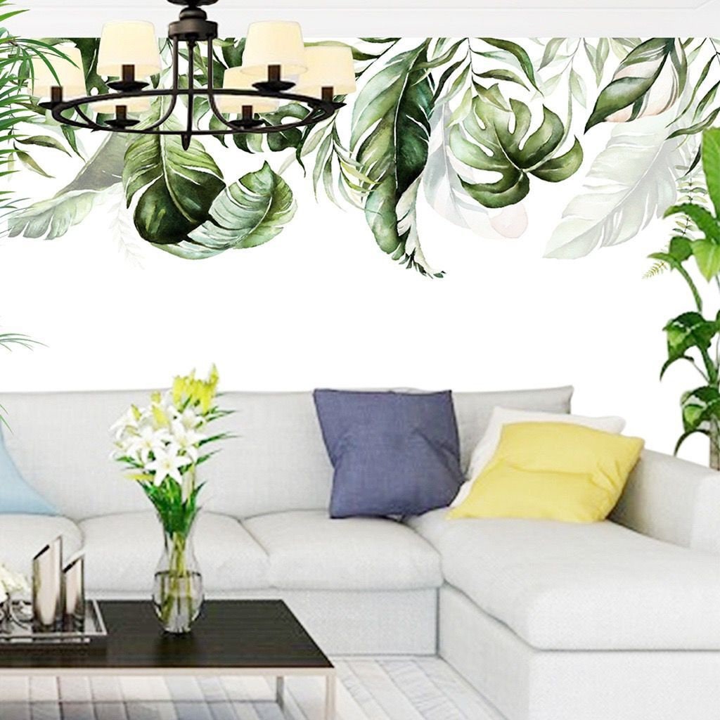 Tropical Plant Wall Decals Banana Leaf Decals Plant Leaf Wall Decals ...