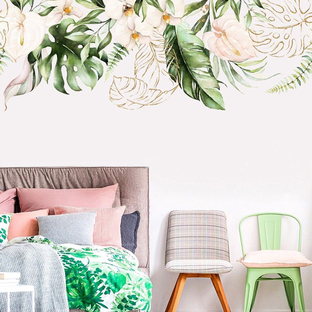 Large Tropical Plant Wall Decals Banana Leaf Decals Plant Leaf Wall ...