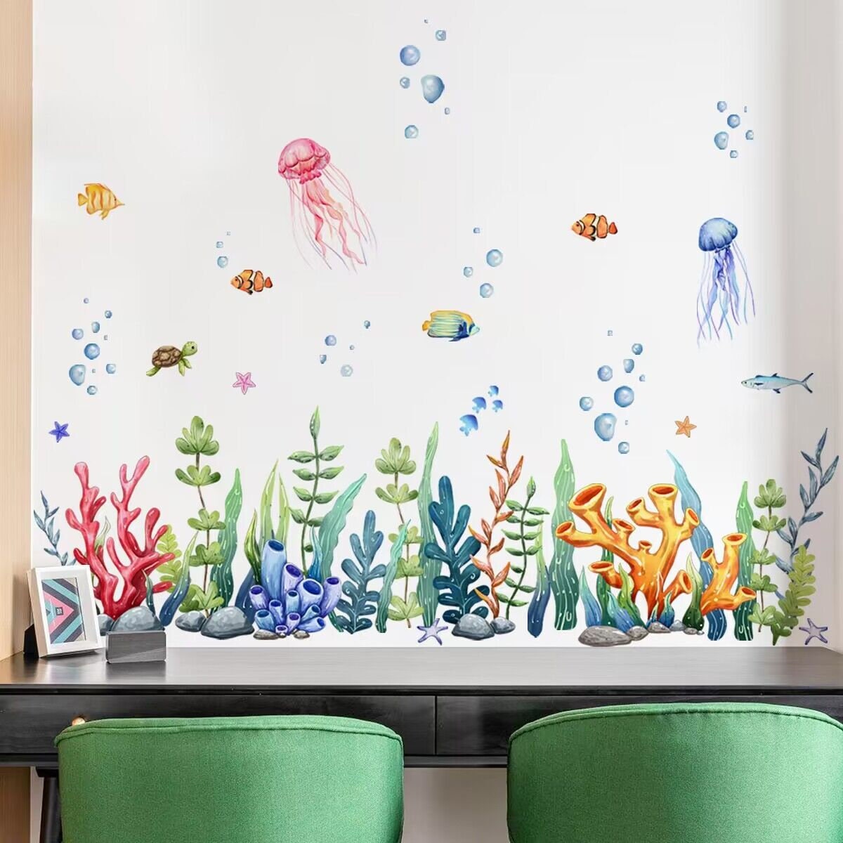 Underwater World Seaweed Plant Wall Stickers Crab, Turtle, Fish ...