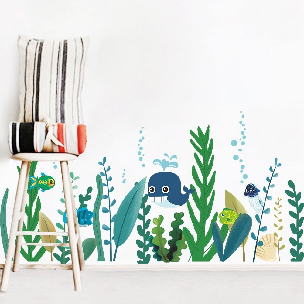 Underwater World Seaweed Plant Wall Stickers Crab, Turtle, Fish ...