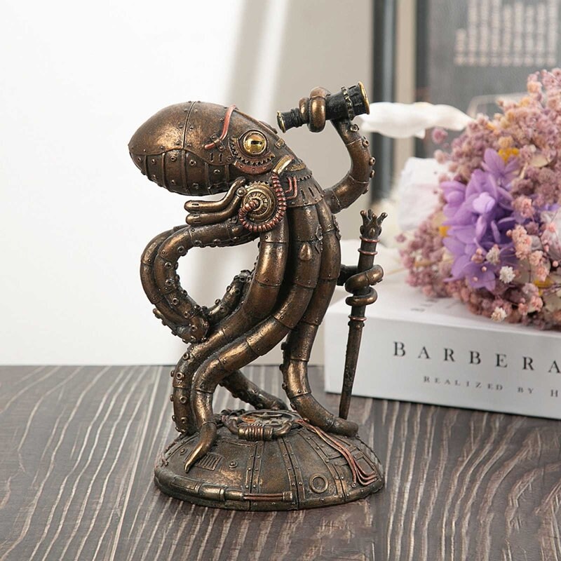 Octopus Looking Through Telescope Figurine,brass Color Octopus ...